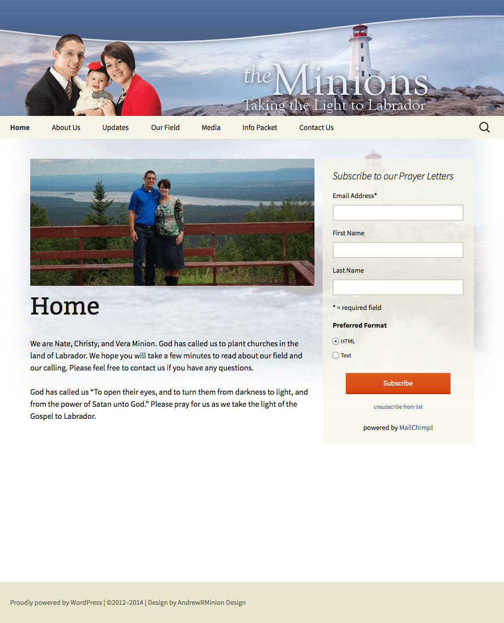 Nate and Christy Minion Website - AndrewRMinion Design